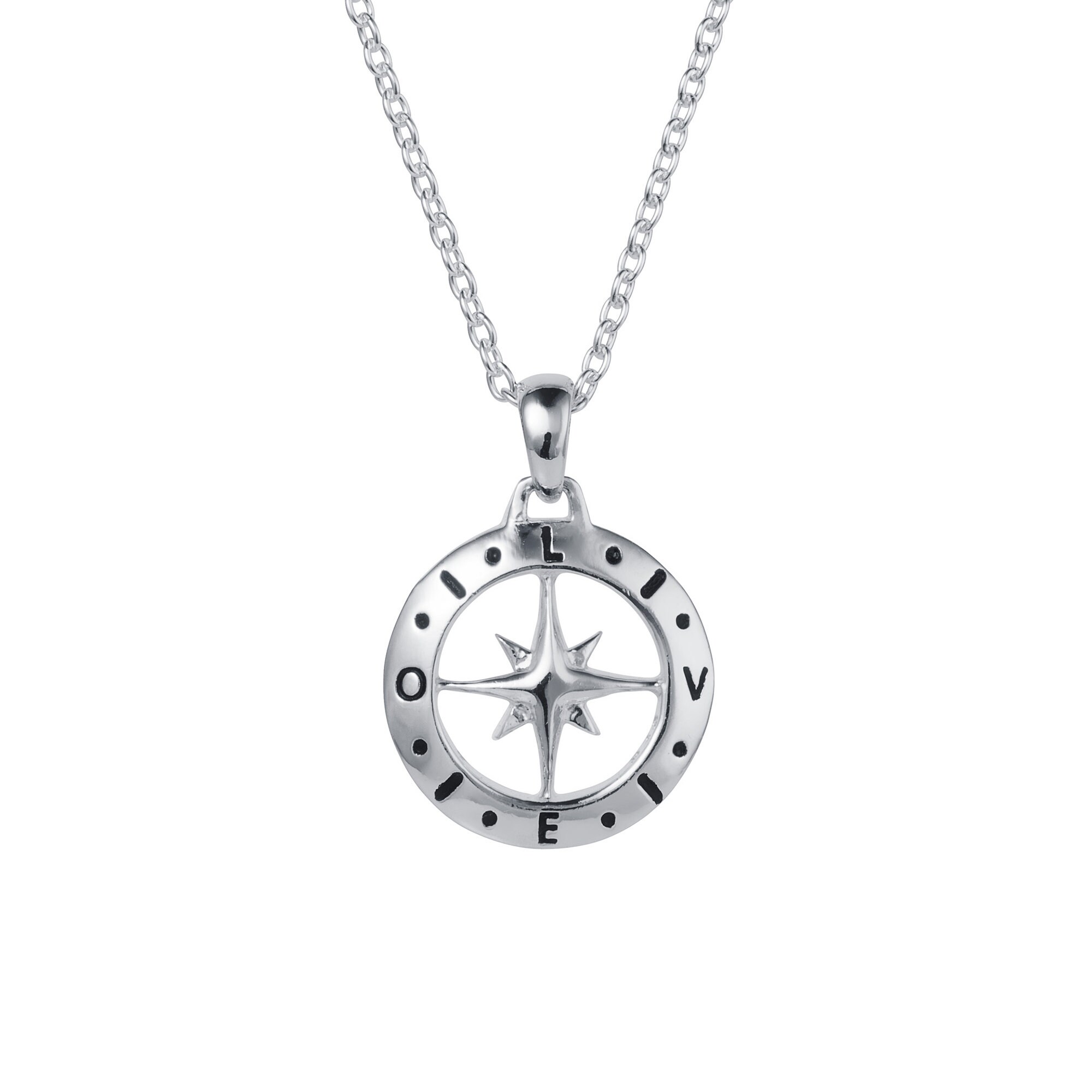 Silver Reversible Compass Necklace With Aquamarine Birthstone | Etsy