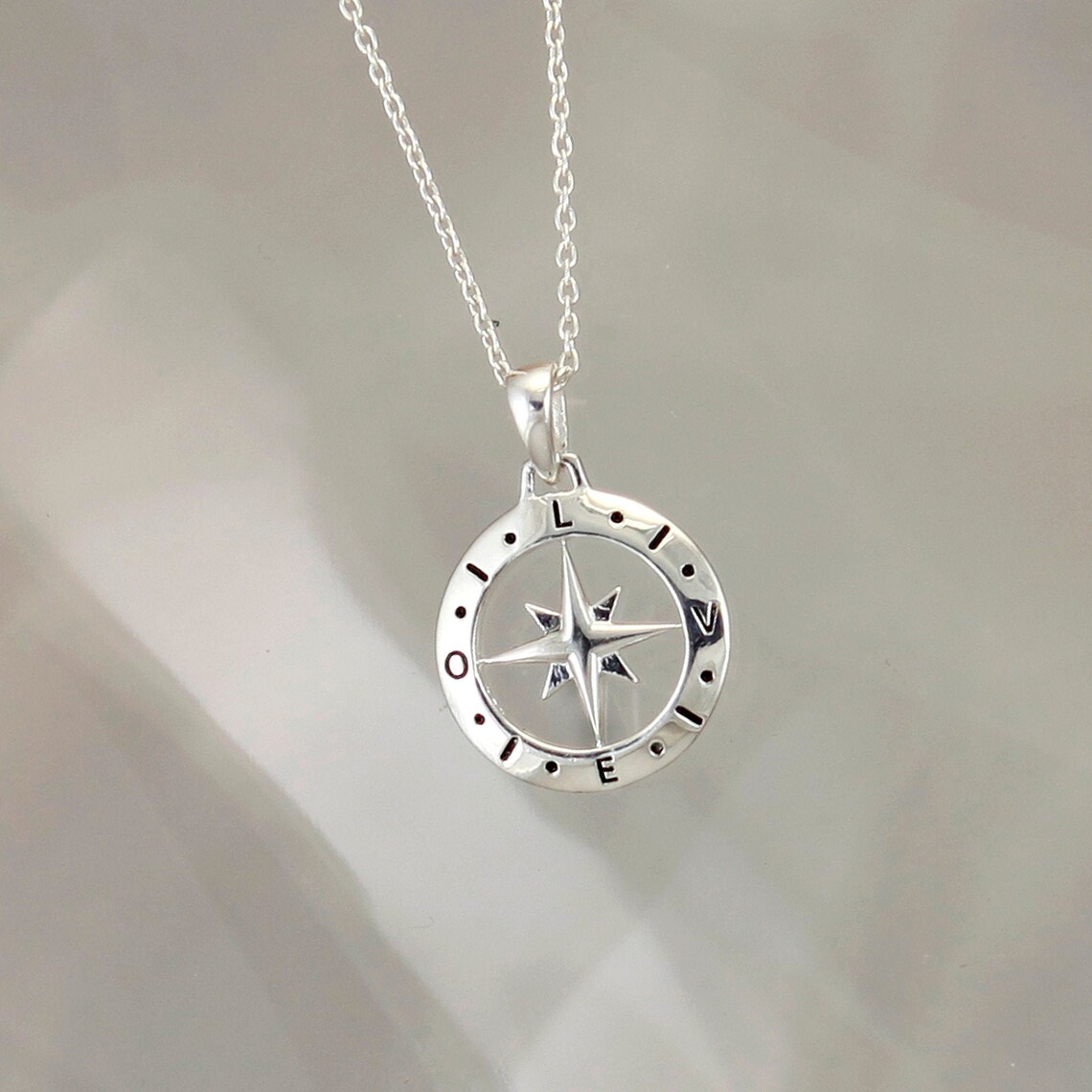 Reversible Sterling Silver Compass Necklace Good Luck Charm - Etsy UK
