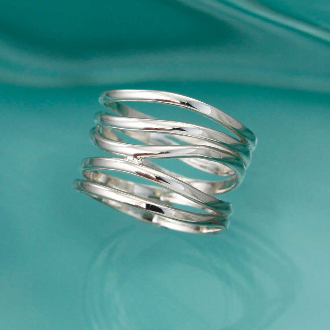 Silver Ring, Wide Wrap Ring, Multi Band Ring, Statement Ring, Every Day ...