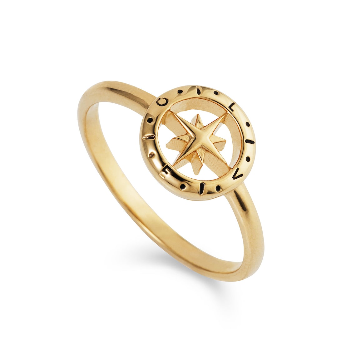 Gold Compass Ring: 18k Plated Sterling Silver Travel Talisman - Etsy UK