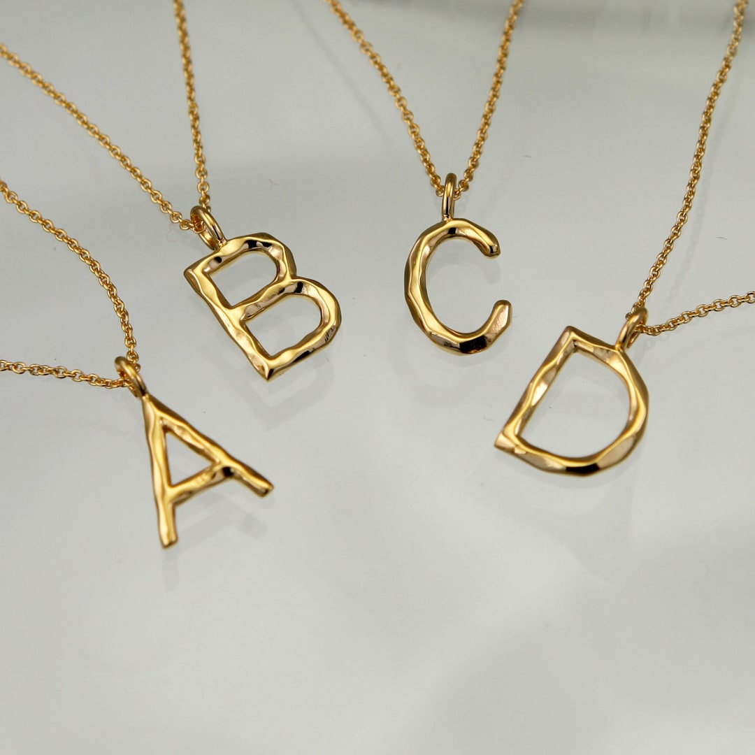Gold Initial Necklace, Gold Letter Pendant, Alphabet Necklace ...