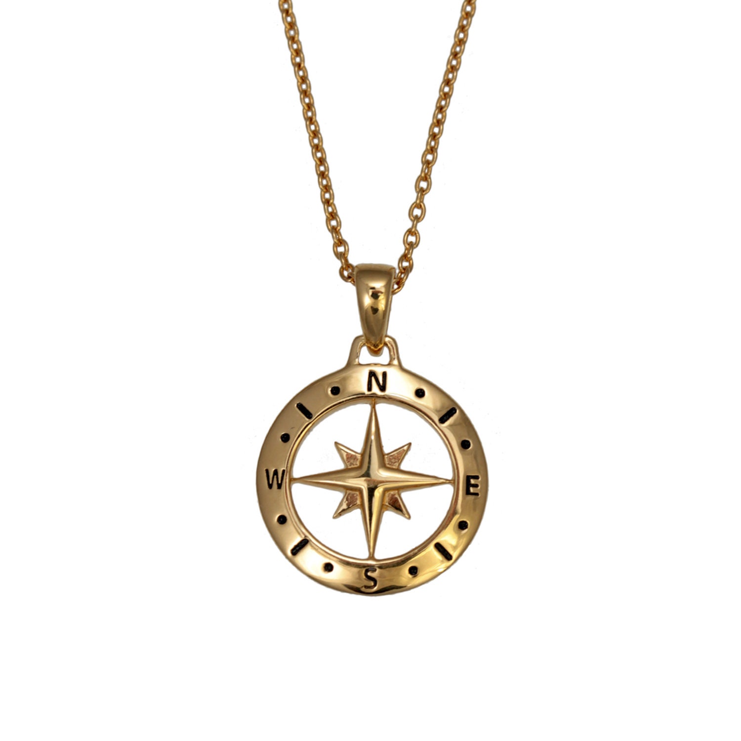 Reversible Gold Compass Necklace Good Luck Charm Pendant for - Etsy
