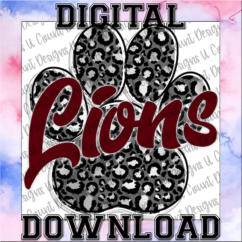 Maroon Leopard Lions Paw Print -PNG File, Digital Download - Etsy