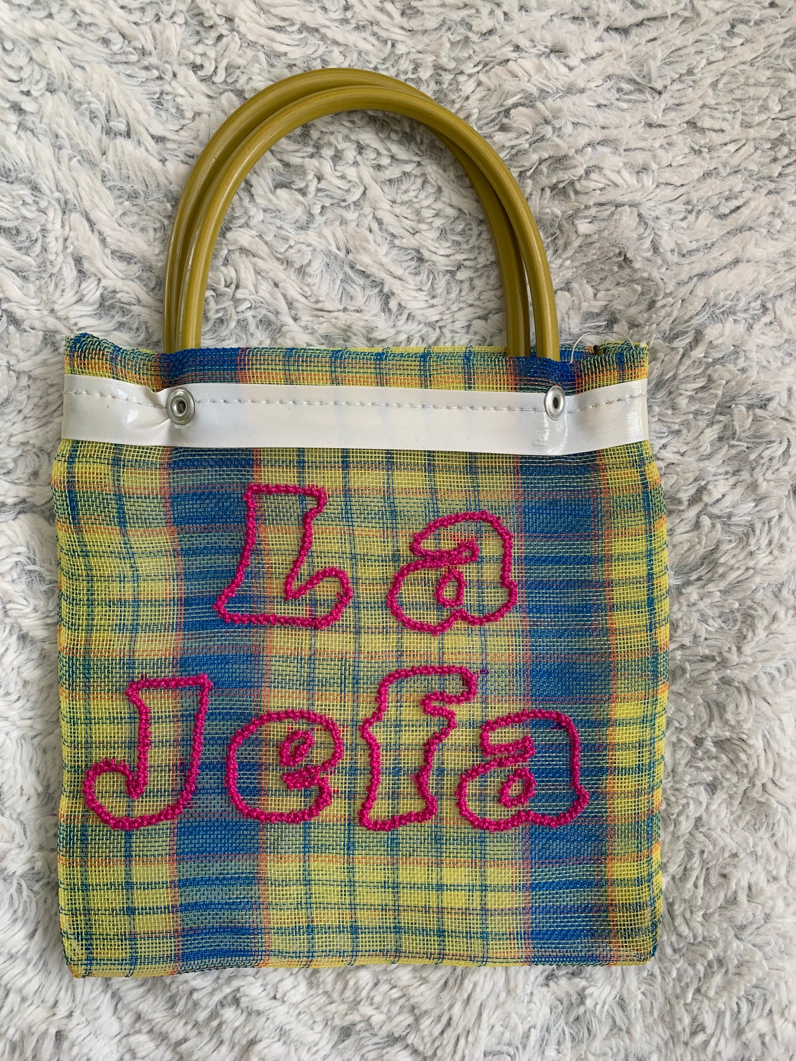 Yellow/hot Pink La Jefa Mini Mercado Bag/purse, Mexican Mercadito Bag ...