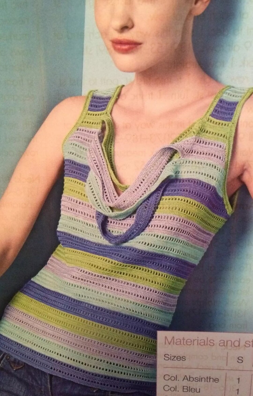 Ladies Striped Vest Top Crochet Patterns-xl - Etsy