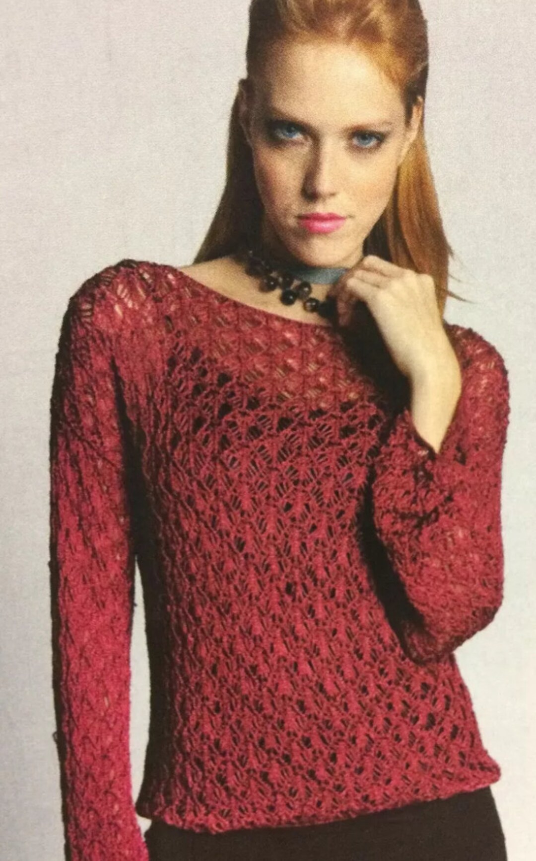 Slash Neckline Lace Sweater Knitting Pattern S,M,L,XL - Etsy UK
