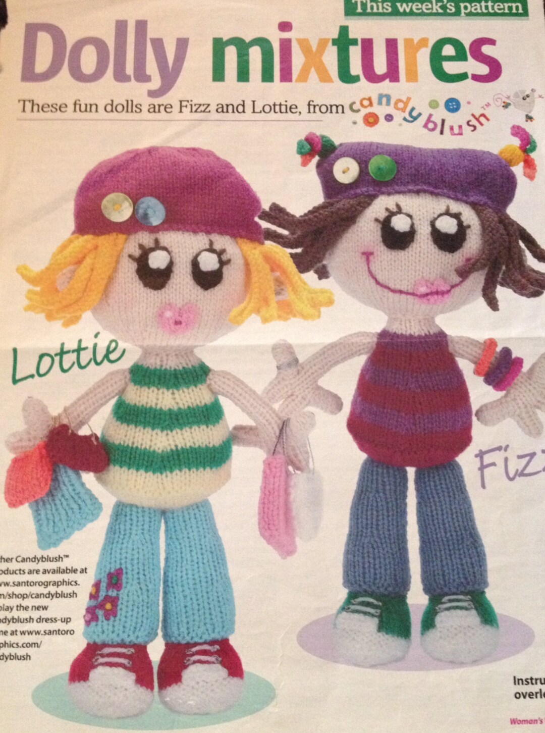 2 X Dolls, Dolly Mixtures FIZZ & LOTTIE From Candyblush Toys Knitting ...