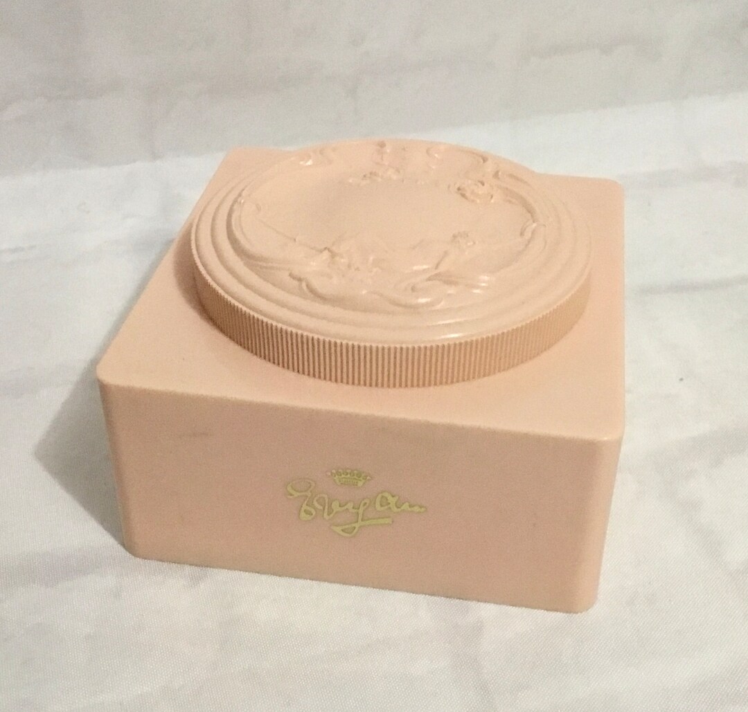 Vintage Powder Box Pink Plastic Gold Evyan Cameo Lid Vanity - Etsy