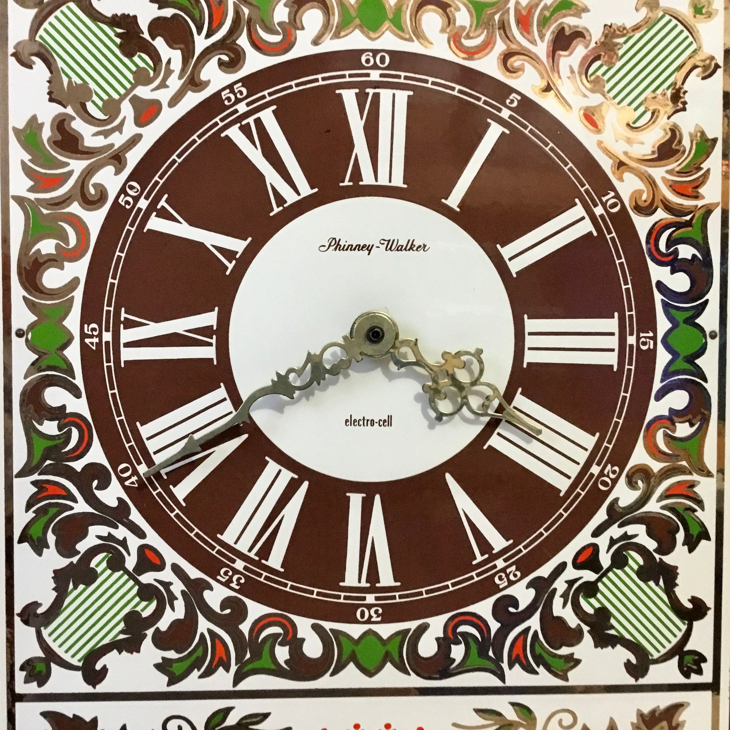 Vintage Wall Clock Phinney Walker Electro Cell Wood Enamel Tole Folk ...