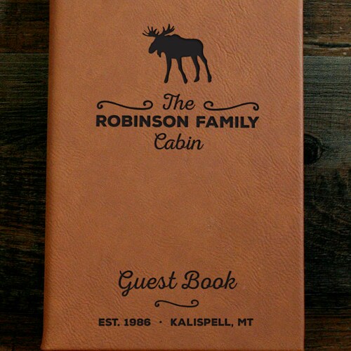 Personalized Leather Lodge Guest Book Engraved Lined Journal - Etsy