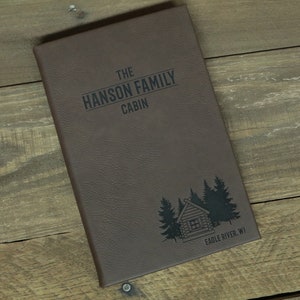 Personalized Cabin Guest Book, Engraved Leather Notebook, Personalized ...