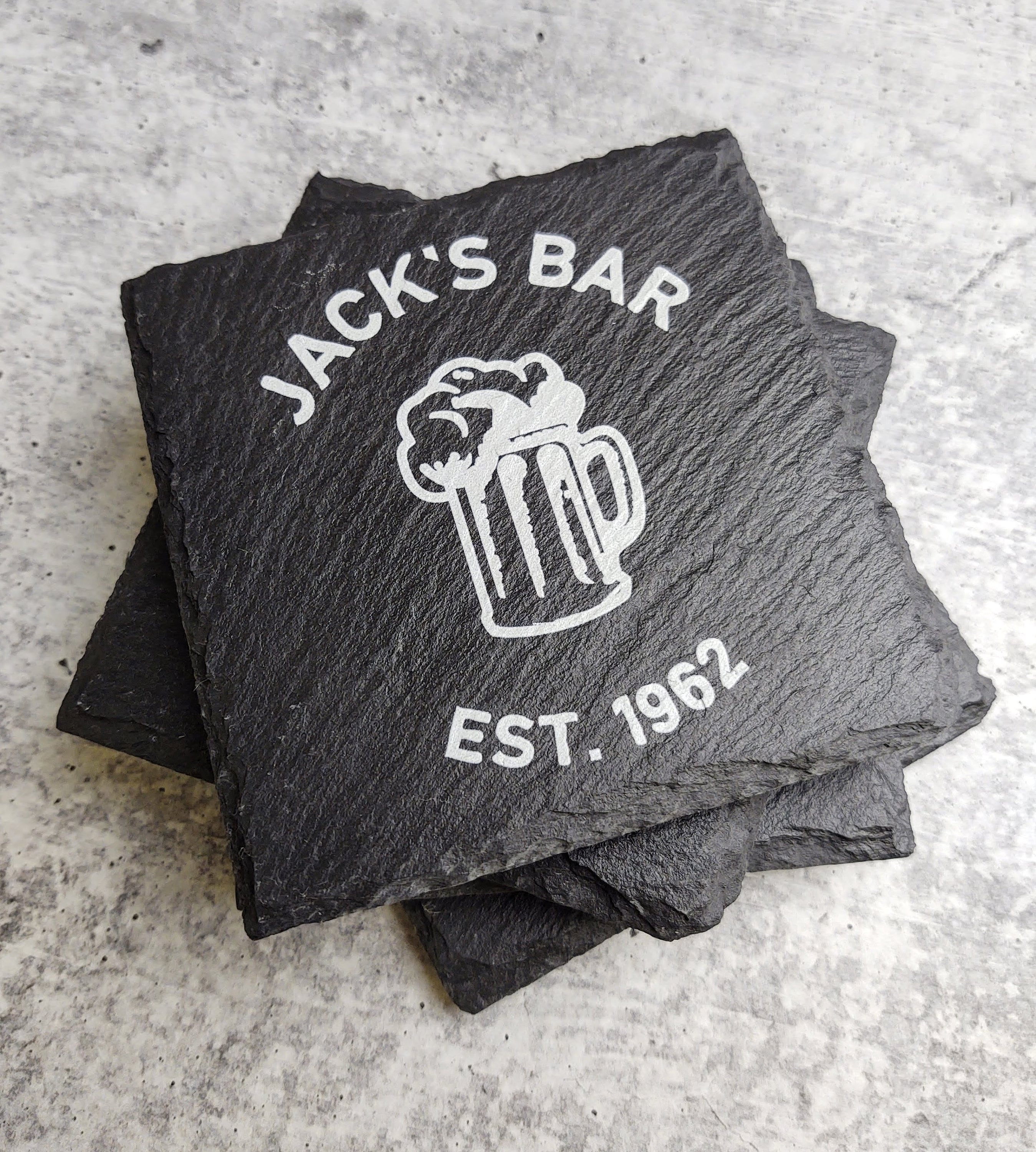 Personalized Bar Coasters Set of 4 Customized Slate Coasters - Etsy