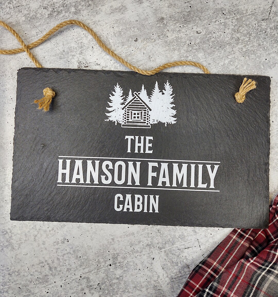 Family Cabin Welcome Sign, Personalized Outdoor Slate Sign for Cabin ...