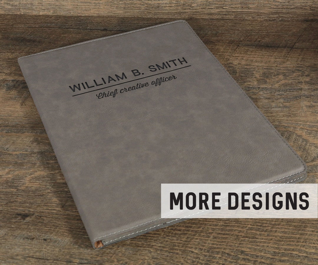 9.5" X 12" Engraved Logo Portfolio With Notepad, Custom Leather ...