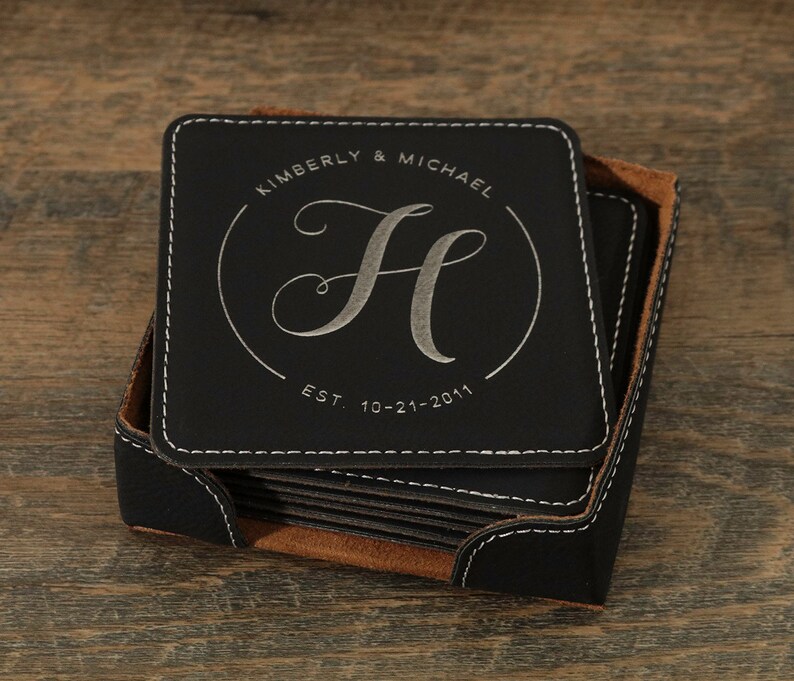 Personalized Coasters Monogrammed Coaster Set for Couples | Etsy