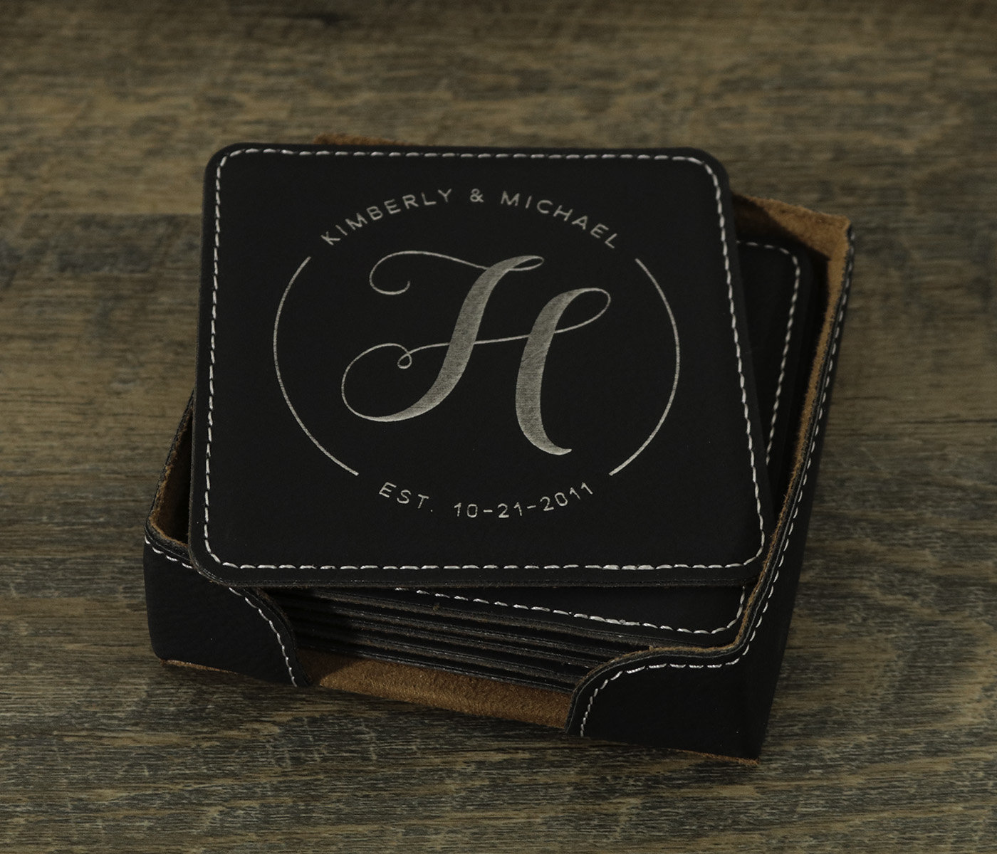 Personalized Coasters Monogrammed Coaster Set for Couples | Etsy