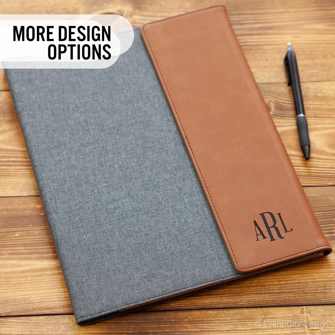 Personalized Monogram Portfolio, Engraved Leatherette Padfolio With ...