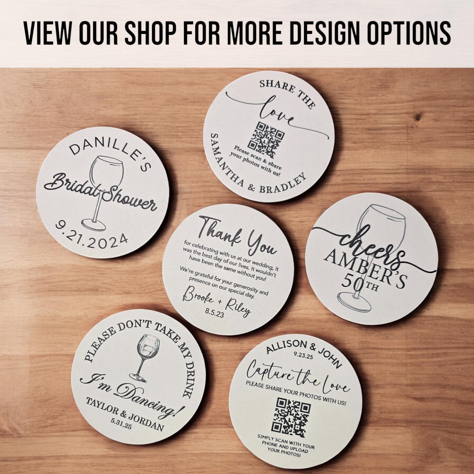 Personalized Thank You Wedding Coasters Custom Wedding Favor Coasters ...