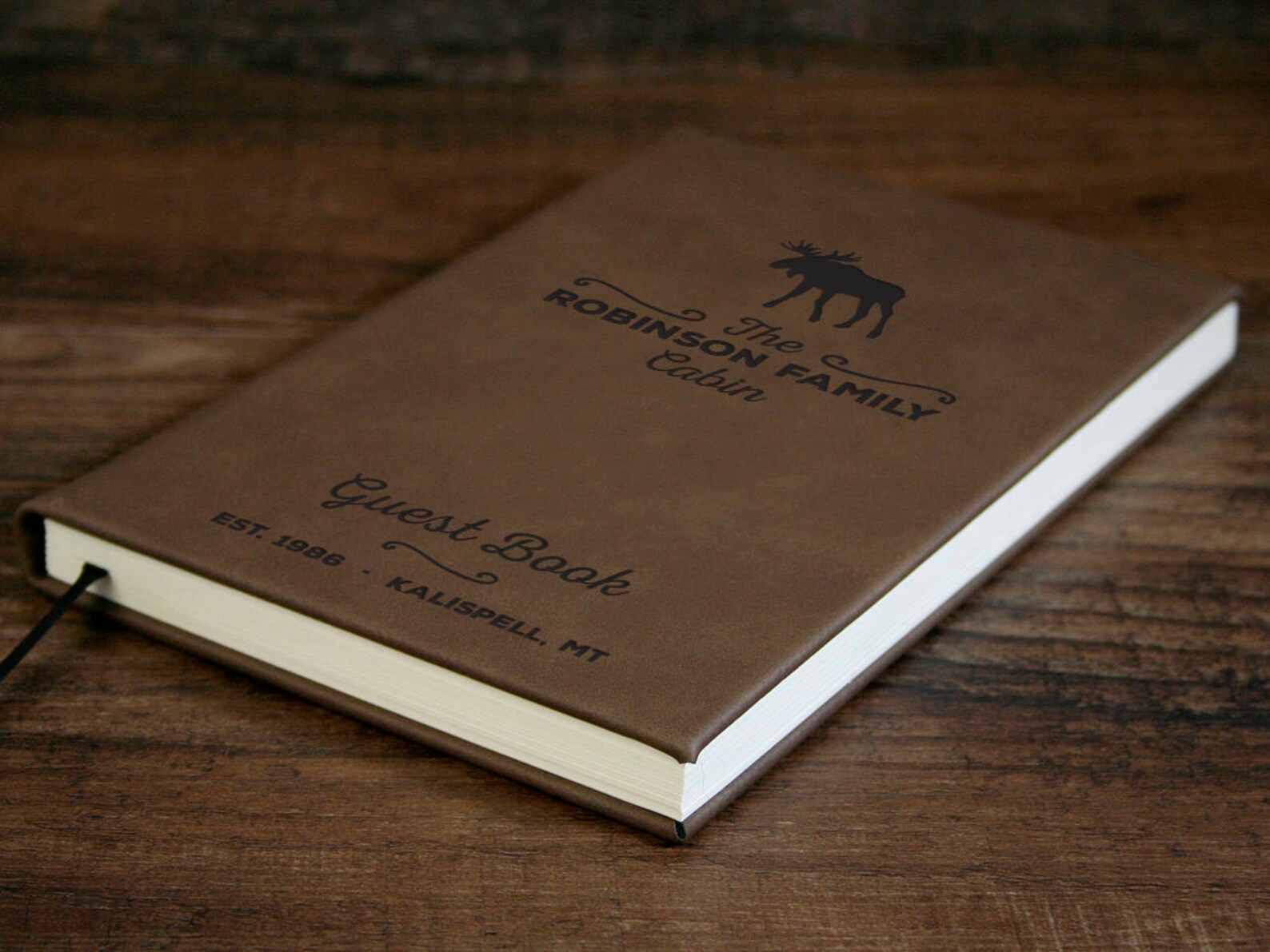 Personalized Leather Lodge Guest Book Engraved Lined Journal - Etsy