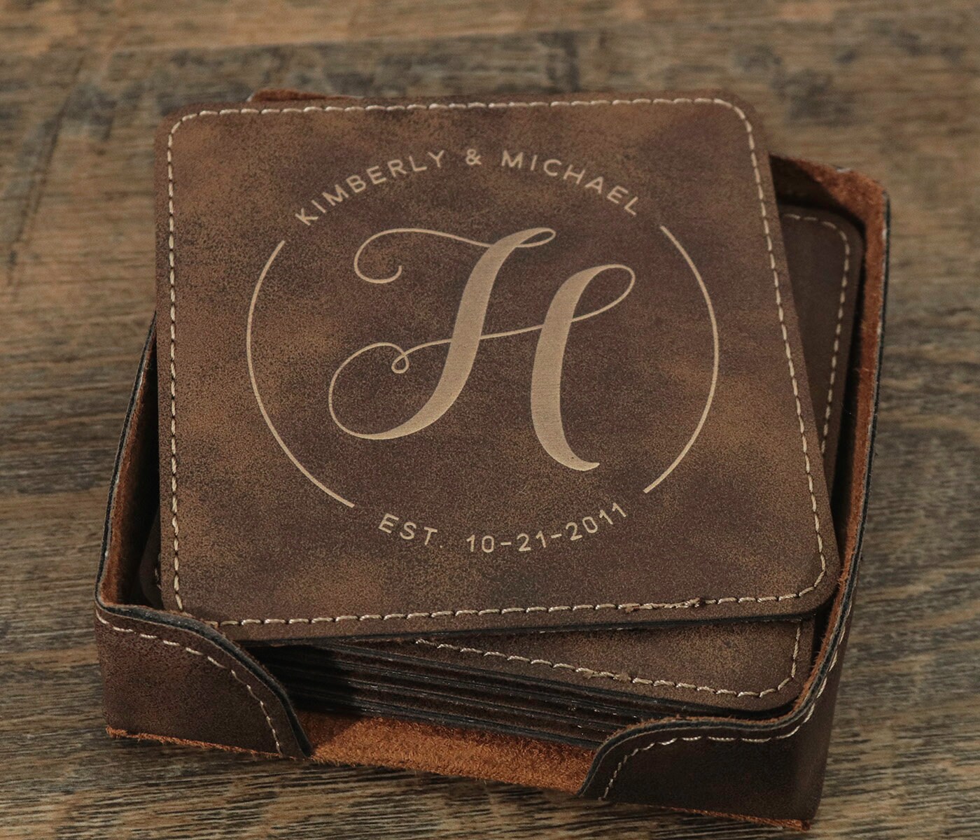 Personalized Coasters Monogrammed Coaster Set for Couples | Etsy