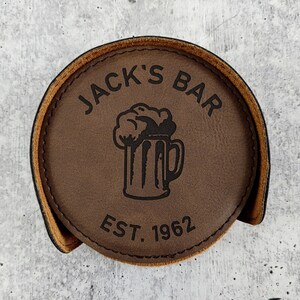 Personalized Bar Coasters, Set of 6 Coasters With Bar Name and Beer Mug ...