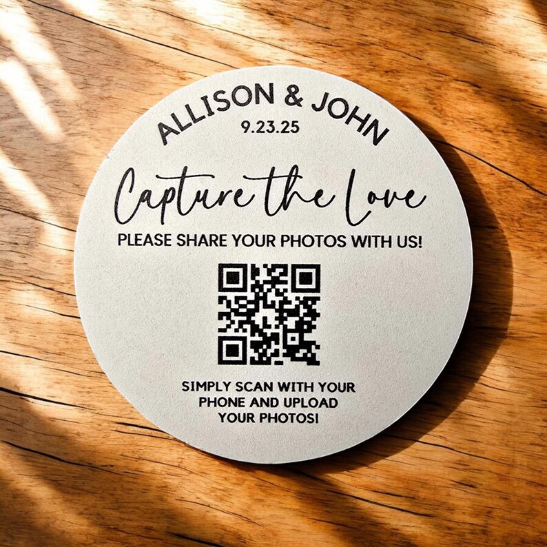Personalized QR Code Wedding Coasters for Photo Sharing Custom Wedding ...