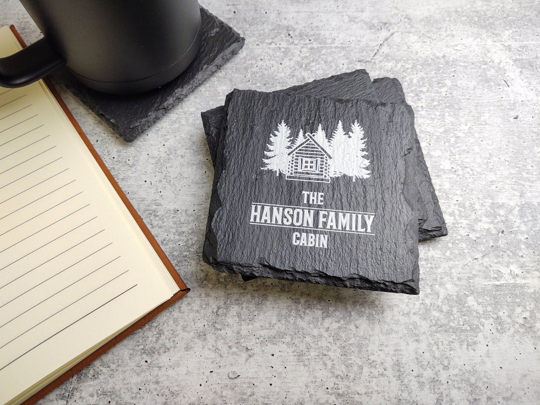 Cabin Slate Coasters Set of 4, Family Cabin Slate Coasters ...
