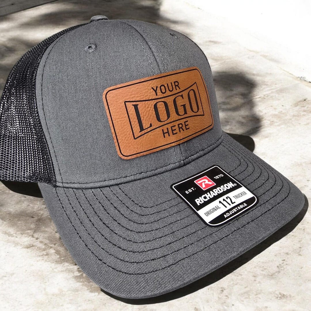 Custom Company Hats With Logo Engraved Leather Patch Trucker Hats ...