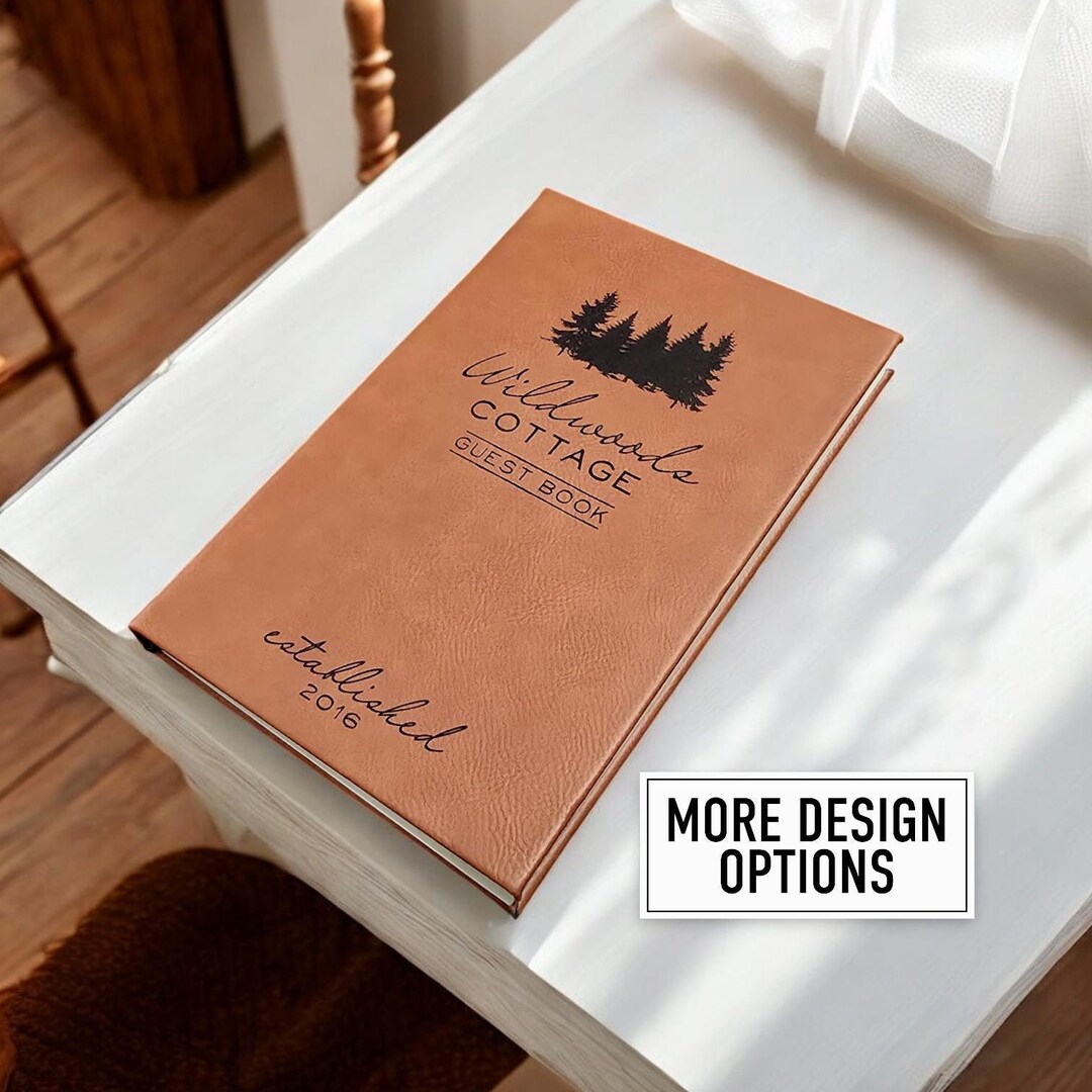 Personalized Cabin Guest Book, Engraved Leather Notebook, Lake House ...