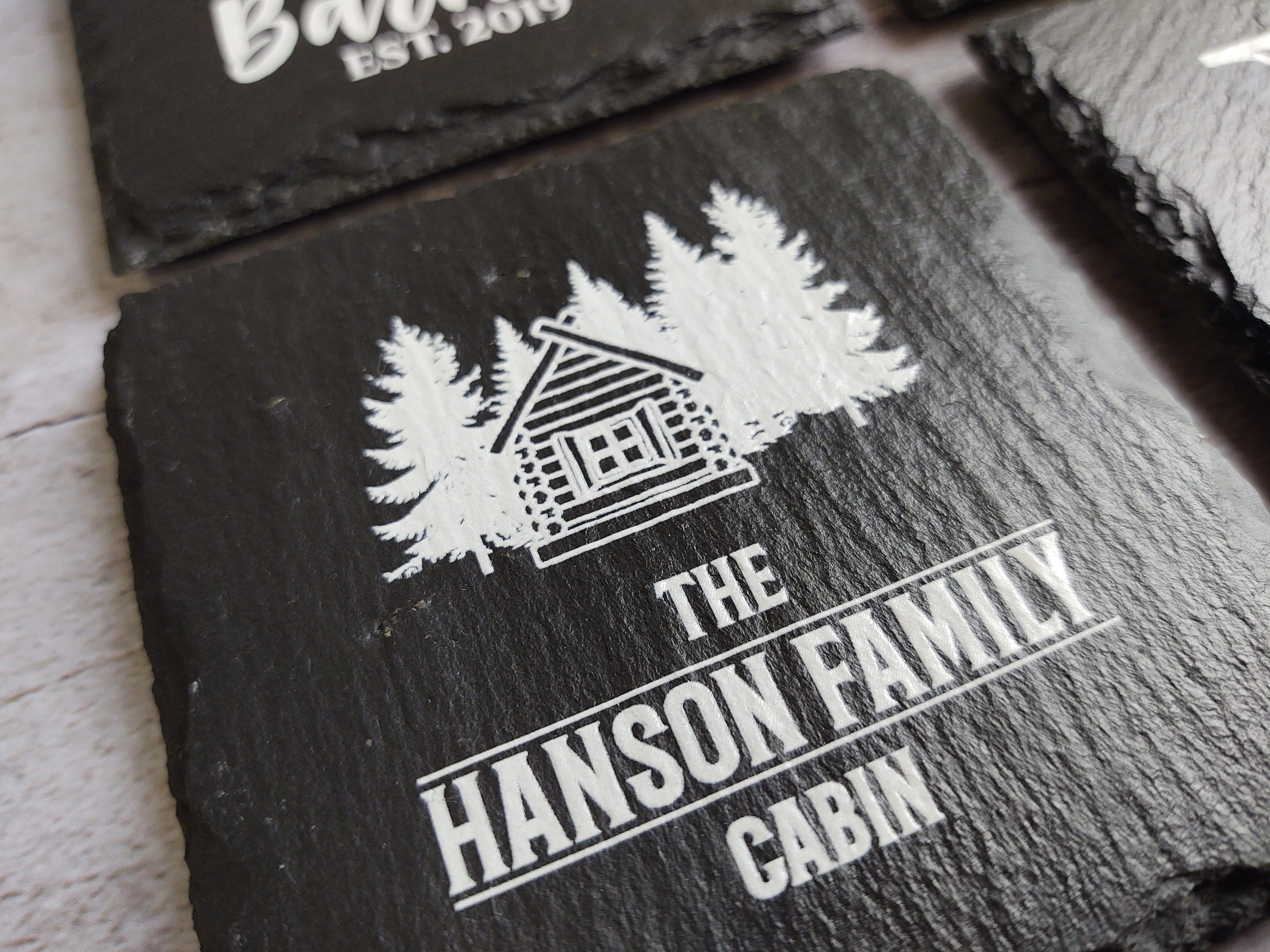 Cabin Slate Coasters Set of 4, Family Cabin Slate Coasters ...