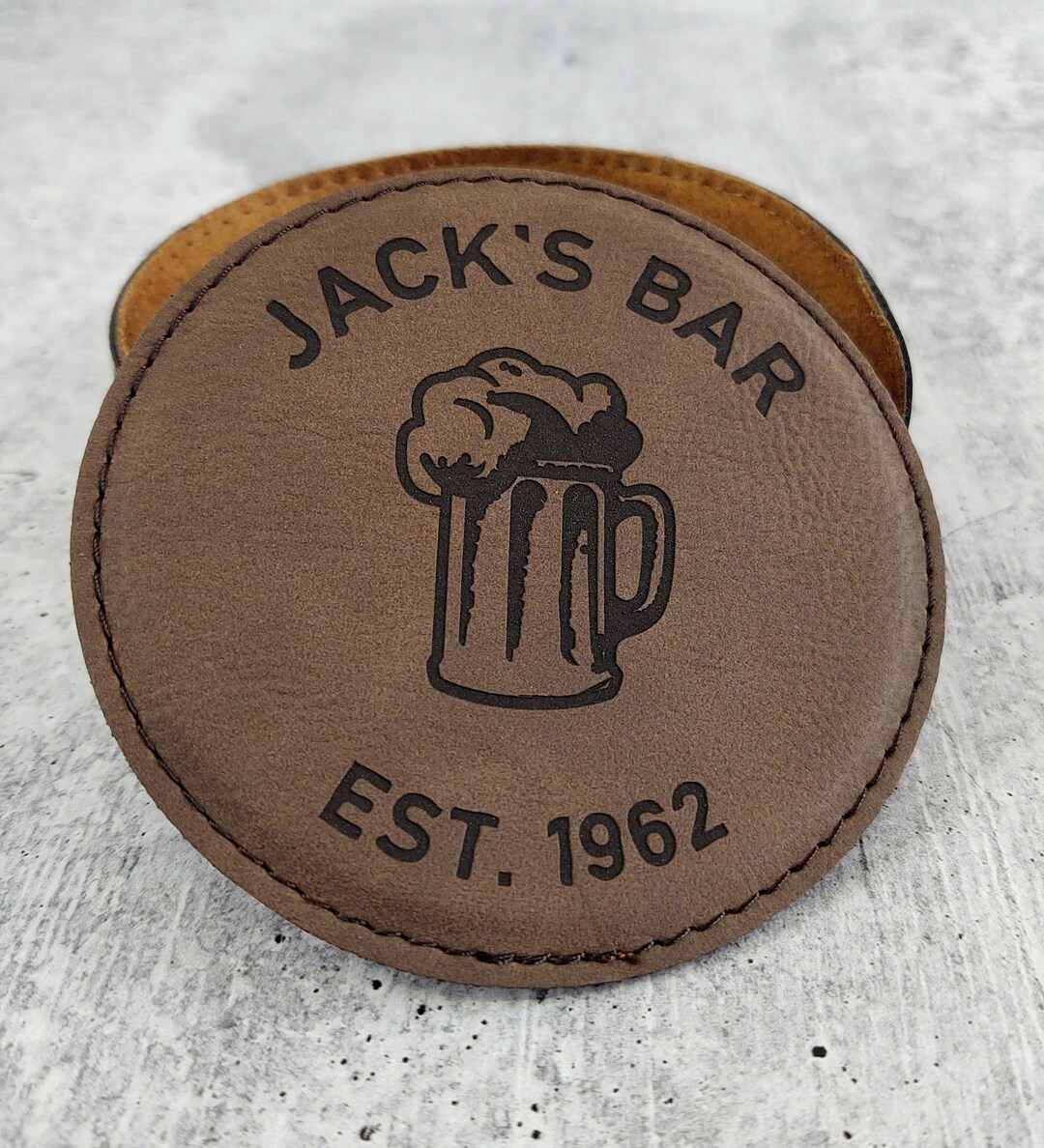 Personalized Bar Coasters, Set of 6 Coasters With Bar Name and Beer Mug ...