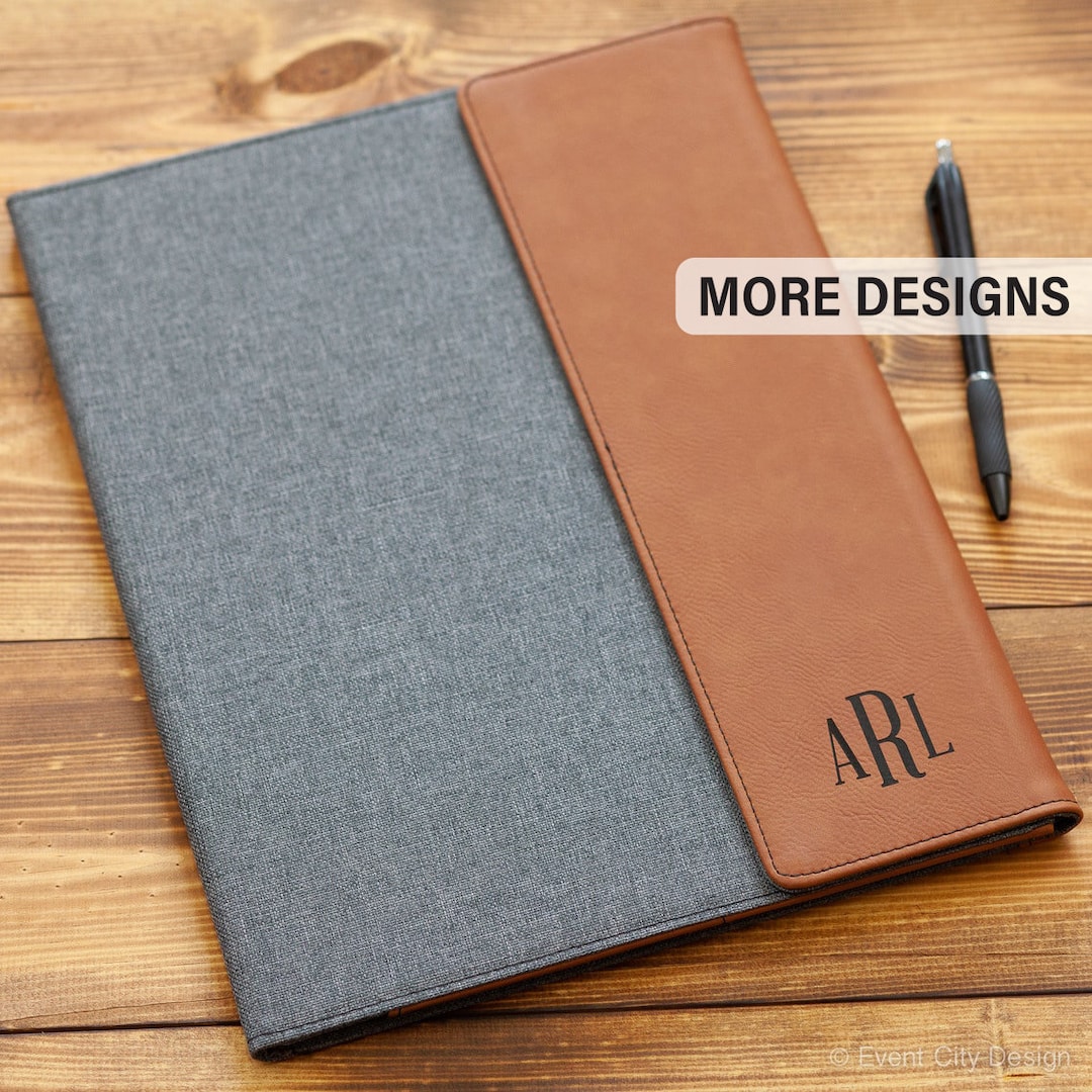 Classy Personalized Portfolio With Notepad, Engraved Leatherette ...