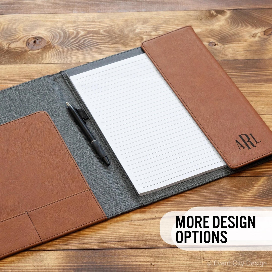 Classy Personalized Portfolio With Notepad, Engraved Leatherette ...