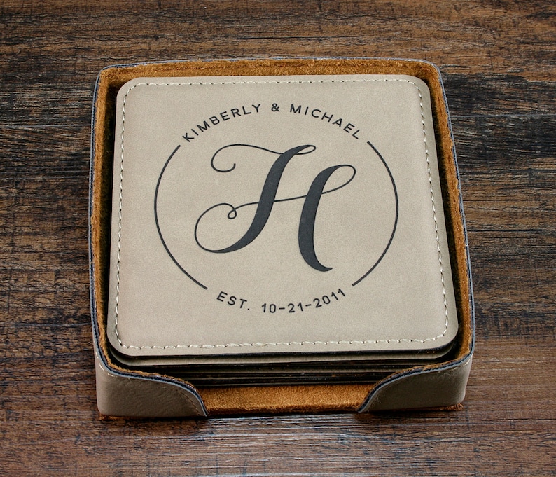 Personalized Coasters Monogrammed Coaster Set for Couples | Etsy