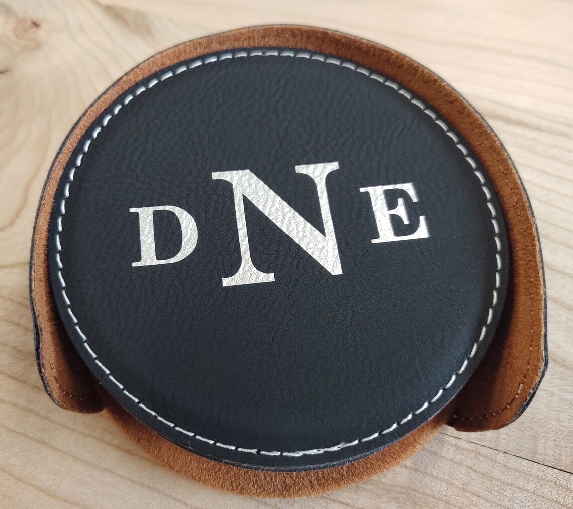 Monogrammed Leather Coasters Customized Coasters Engraved | Etsy