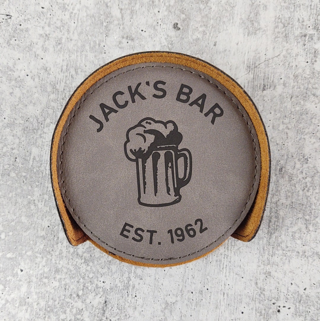 Personalized Bar Coasters, Set of 6 Coasters With Bar Name and Beer Mug ...