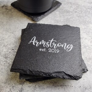 Personalized Name Coasters Set of 4, Family Name Slate Coasters for ...