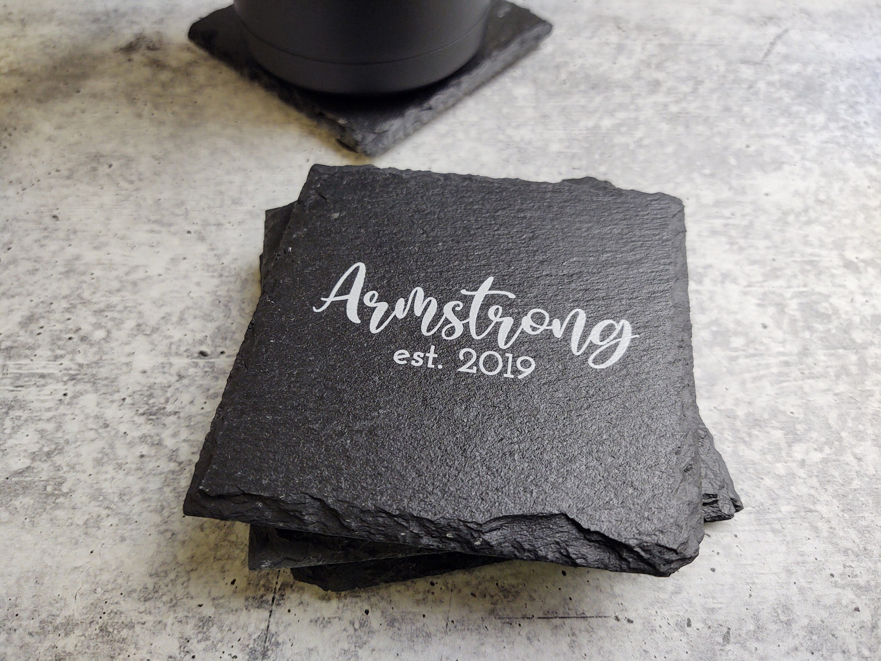 Personalized Name Coasters Set of 4 Family Name Slate - Etsy