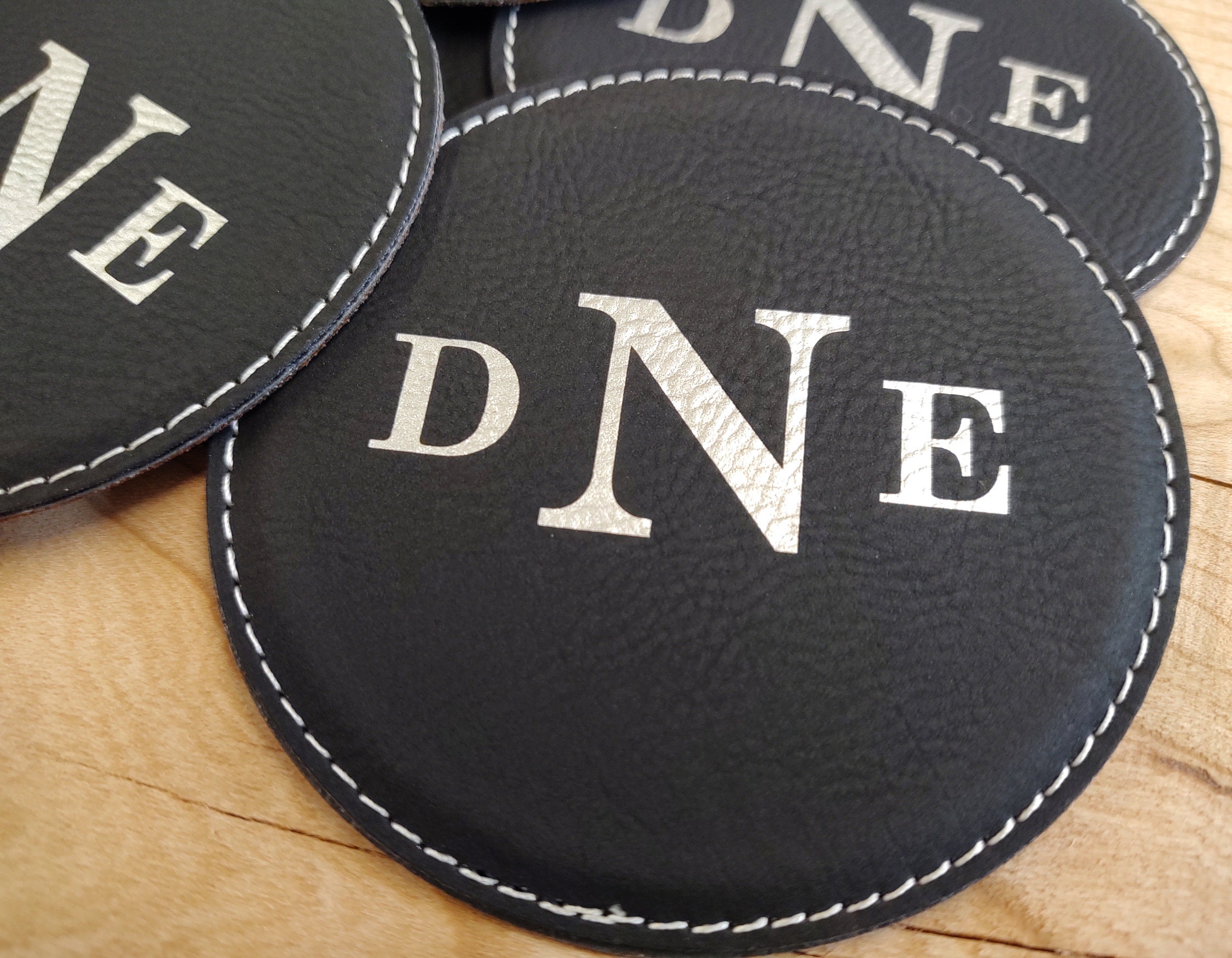 Monogrammed Leather Coasters Customized Coasters Engraved | Etsy