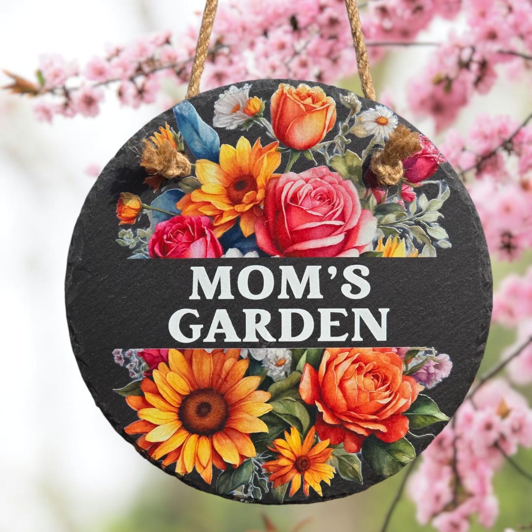 Mom's Garden Sign for Outdoors Hanging Sign for Flower Garden Slate ...