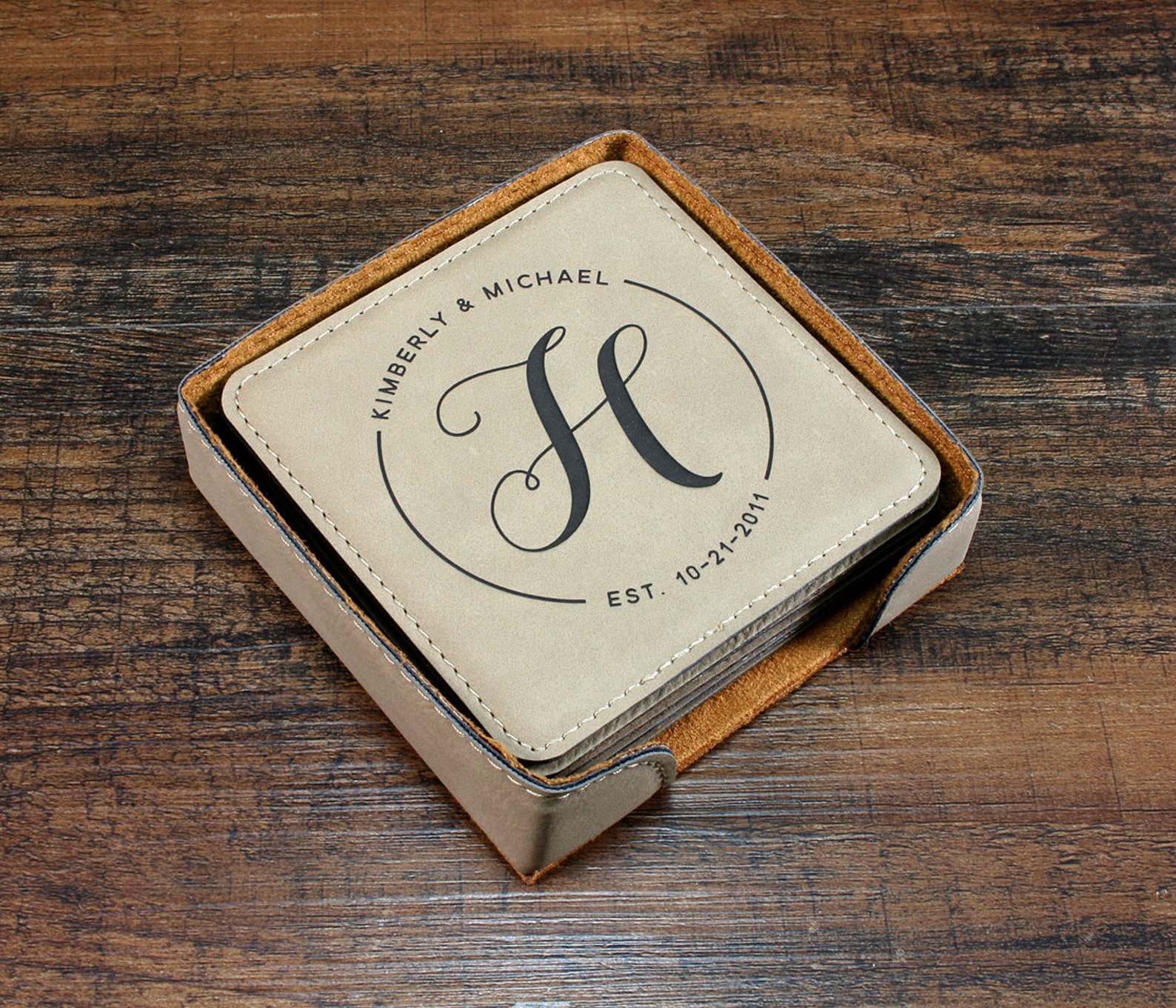 Personalized Coasters Monogrammed Coaster Set for Couples | Etsy