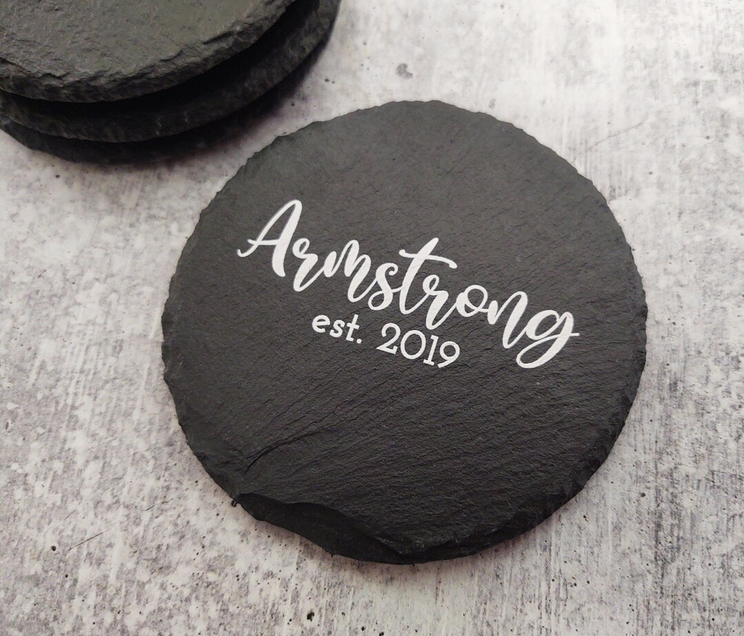 Personalized Name Coasters Set of 4, Family Name Slate Coasters for ...