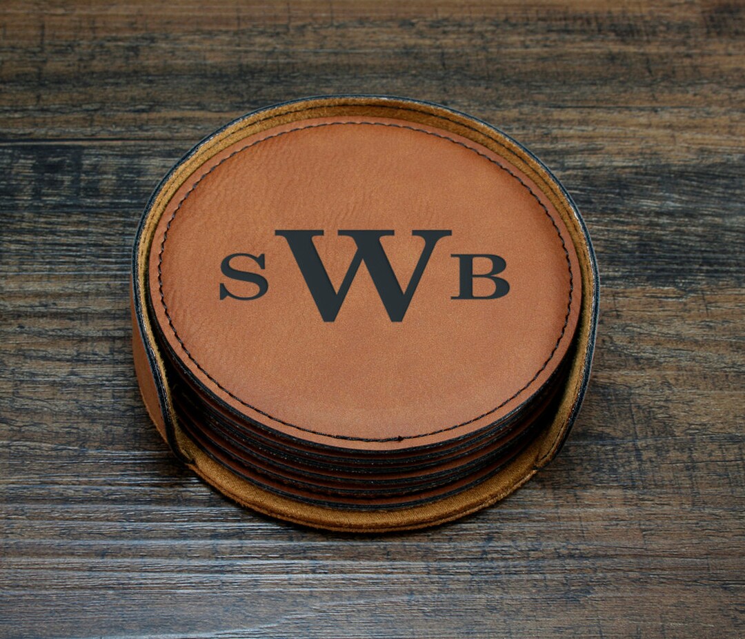 Monogrammed Leather Coasters, Customized Coasters, Engraved Coasters ...