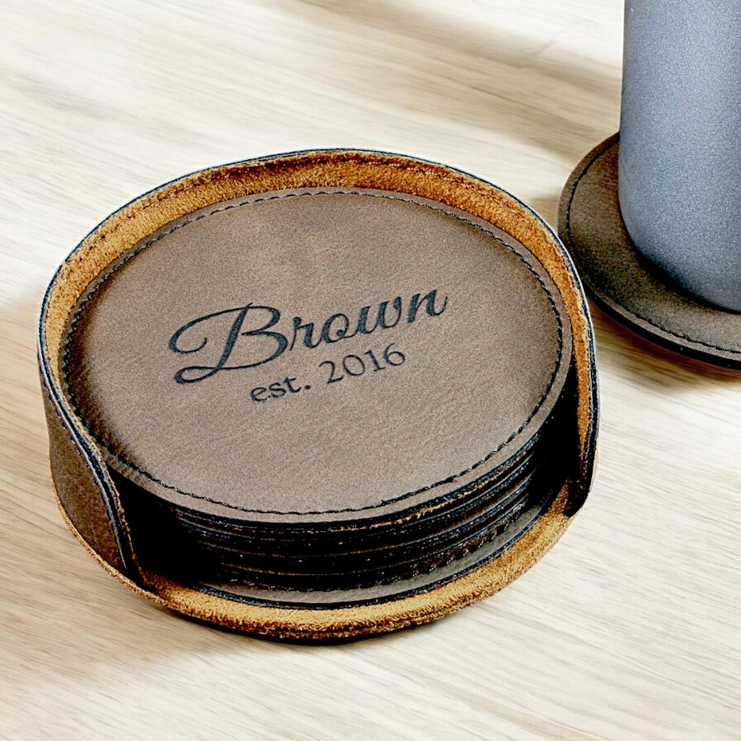 Coasters Personalized Engraved Leather, Customized Coasters Set, Third ...