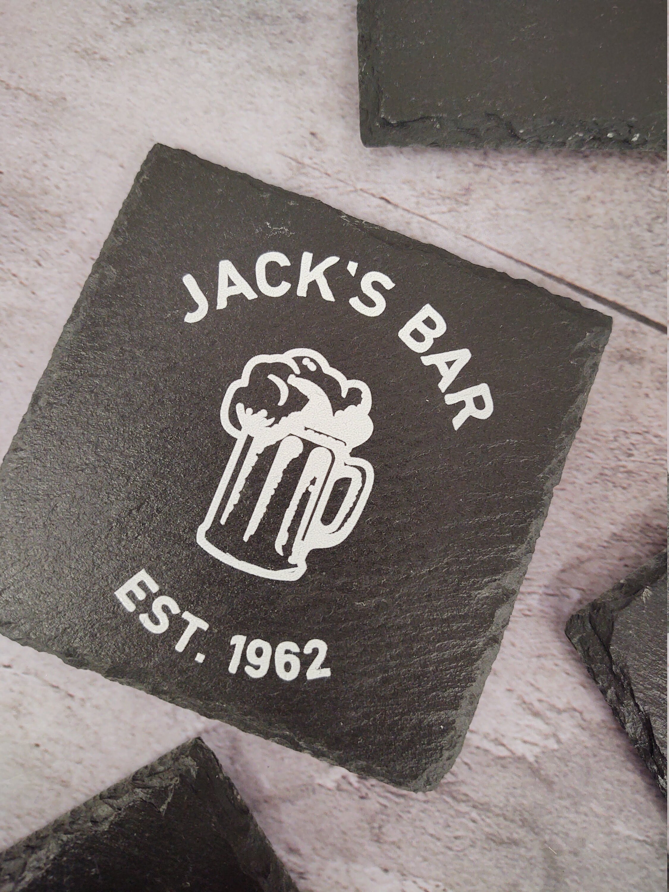 Personalized Bar Coasters Set of 4 Customized Slate Coasters - Etsy