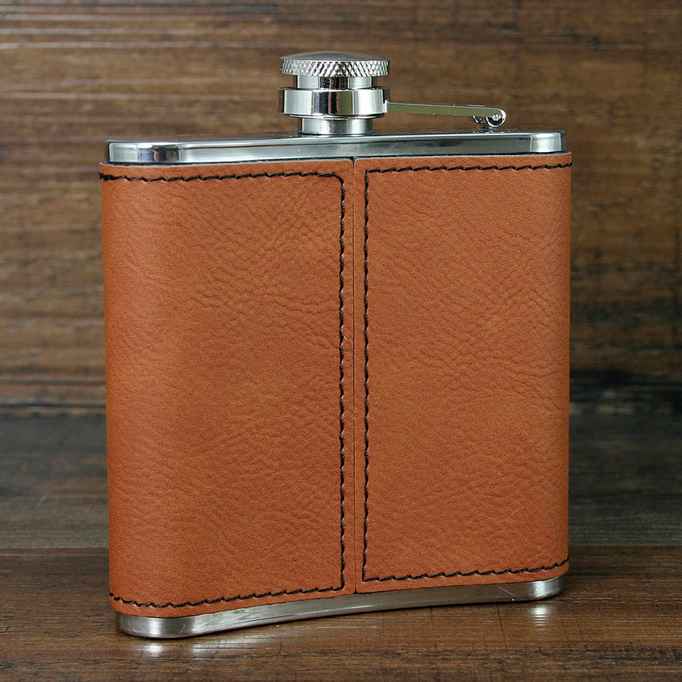 Personalized Leather Flask, Engraved Groomsman Flask, Custom Groomsmen ...