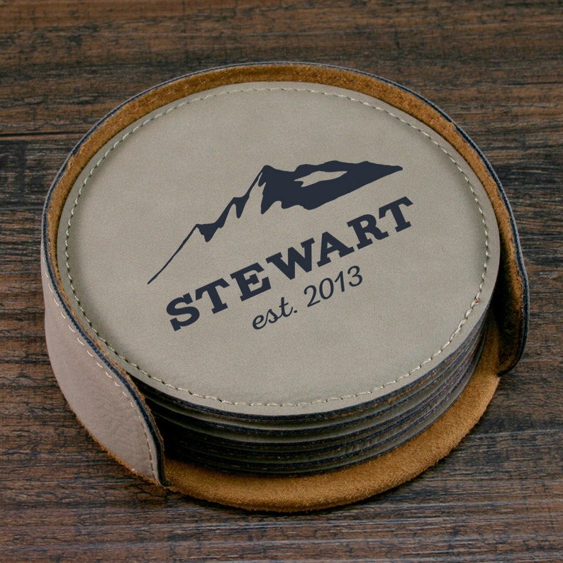Personalized Leather Coaster Set Customized Coasters - Etsy