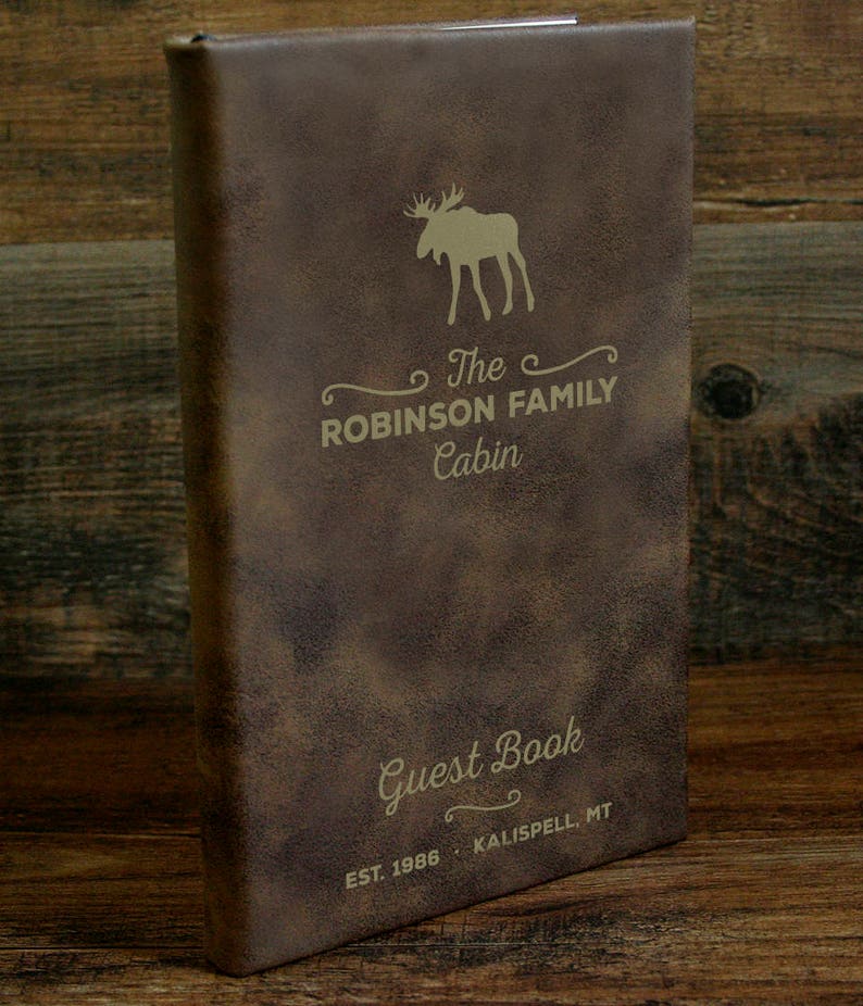 Personalized Leather Lodge Guest Book Engraved Lined Journal | Etsy