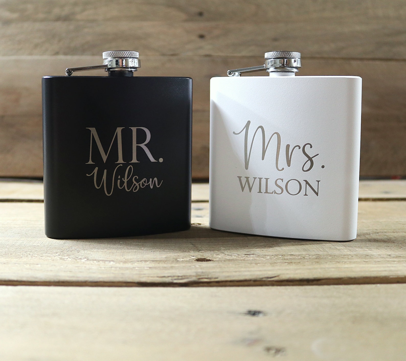 Mr. and Mrs. Flask Set Bride and Groom Flask Set Couples - Etsy