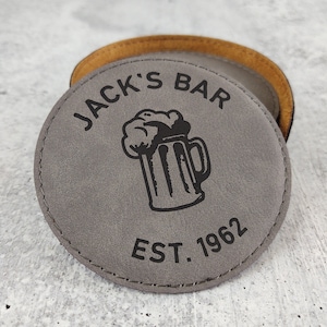 Personalized Bar Coasters, Set of 6 Coasters With Bar Name and Beer Mug ...